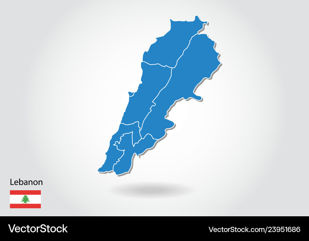 Lebanon map design with 3d style blue Royalty Free Vector