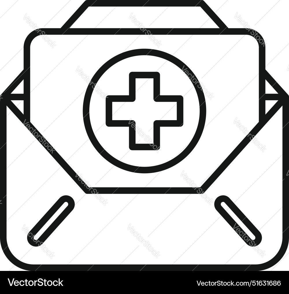 Mail envelope containing medical cross symbolising