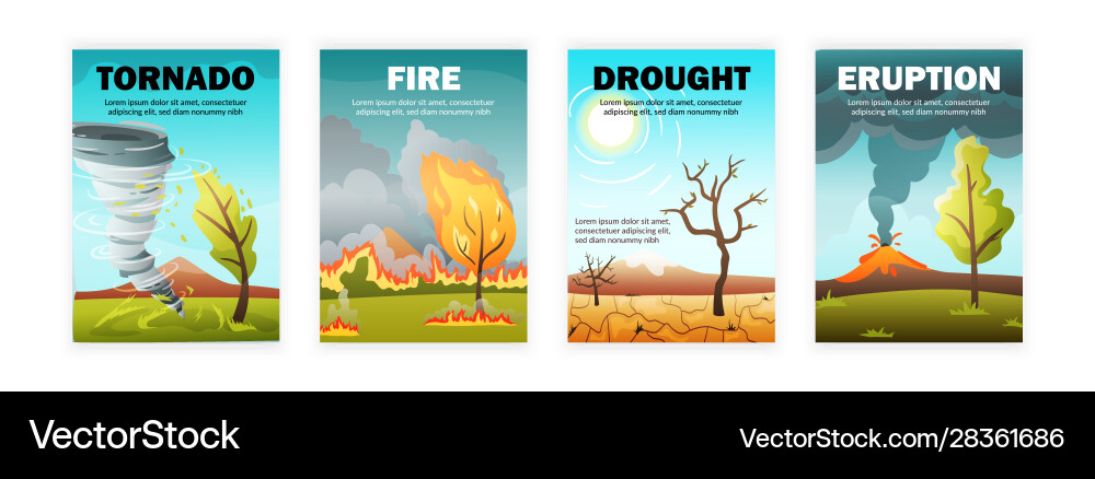 Natural calamities posters set Royalty Free Vector Image