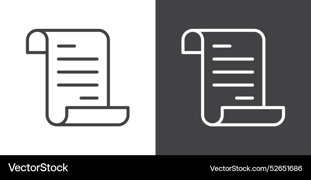 Scroll paper icon flat set outline Royalty Free Vector Image