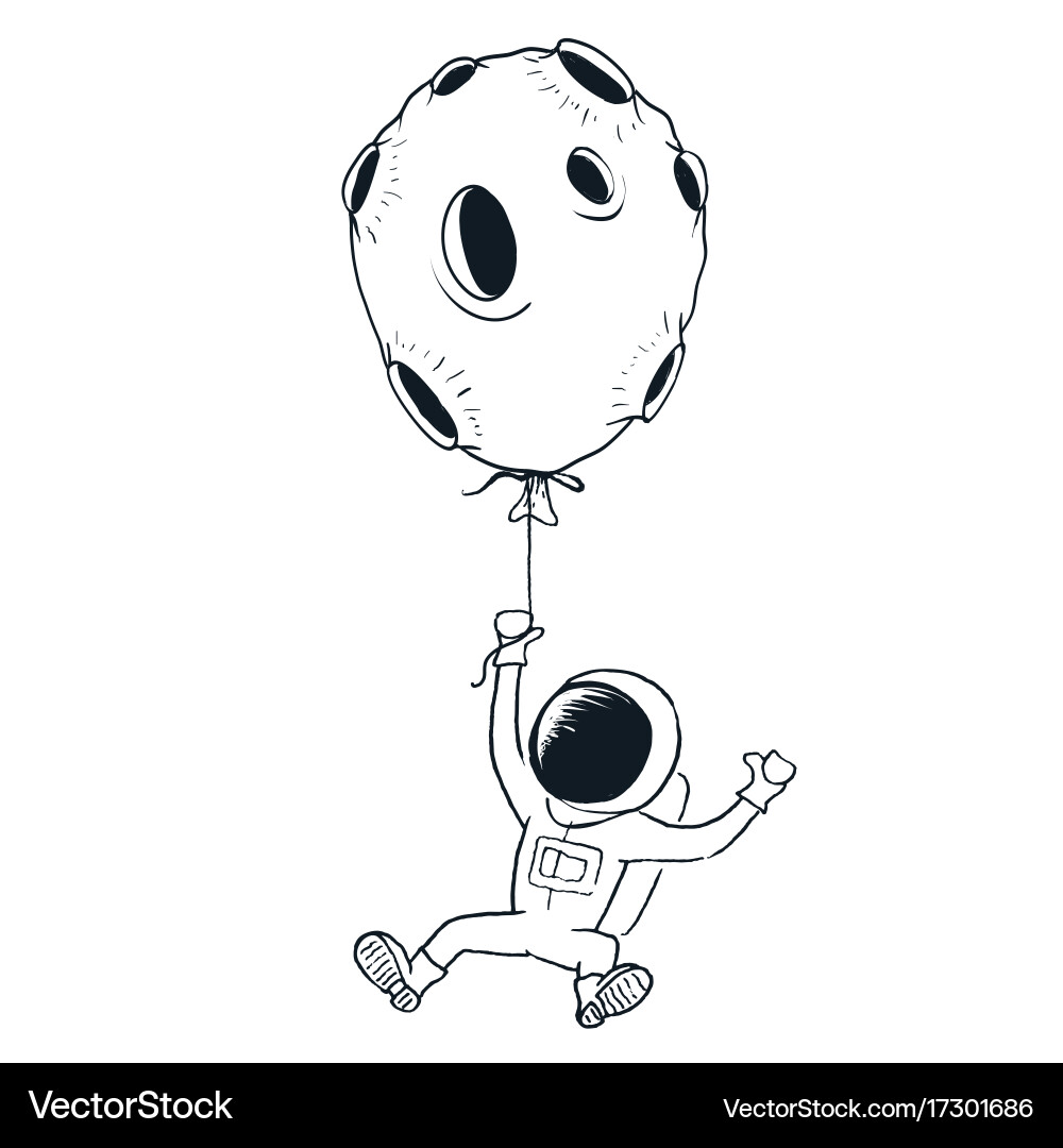 Spaceman keeps for moon Royalty Free Vector Image