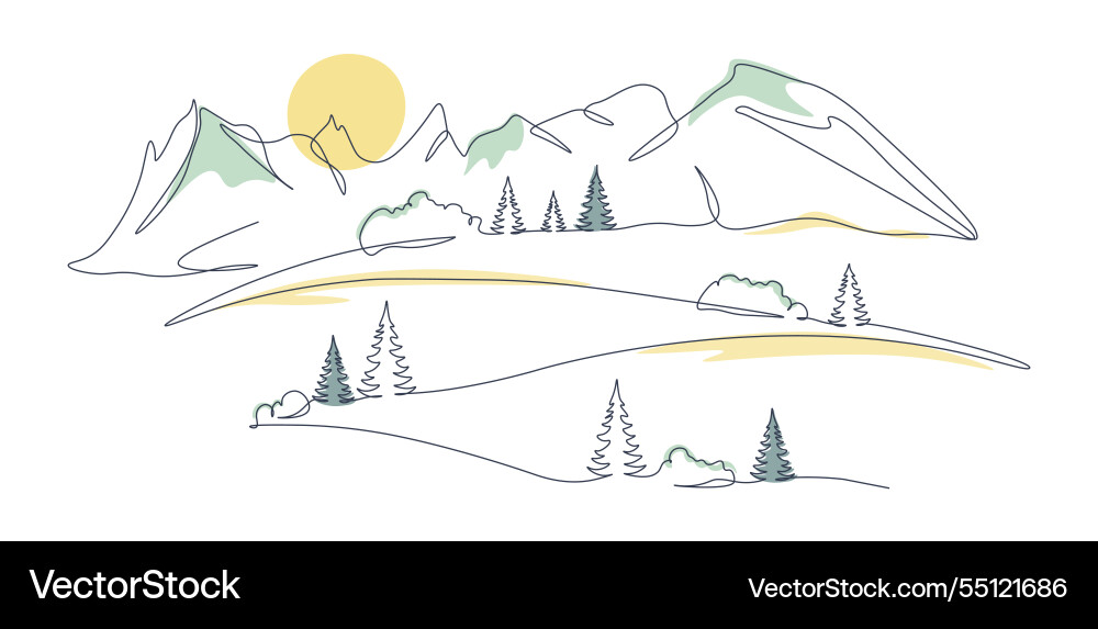 Spring mountain landscape with fir trees Vector Image