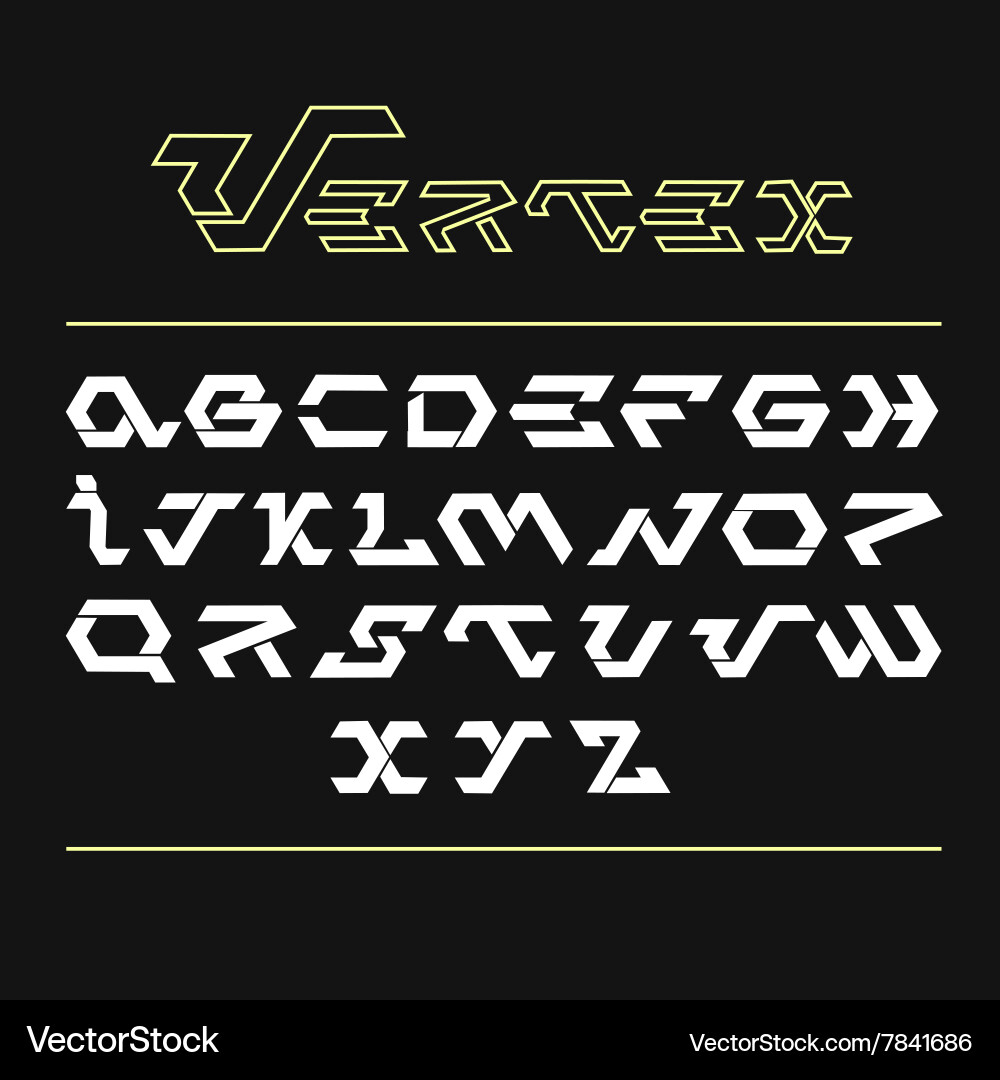 Stylized hi-tech font vertex Royalty Free Vector Image