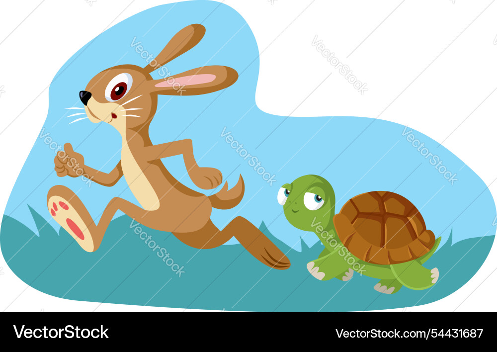Classical fable of the hare and tortoise Vector Image
