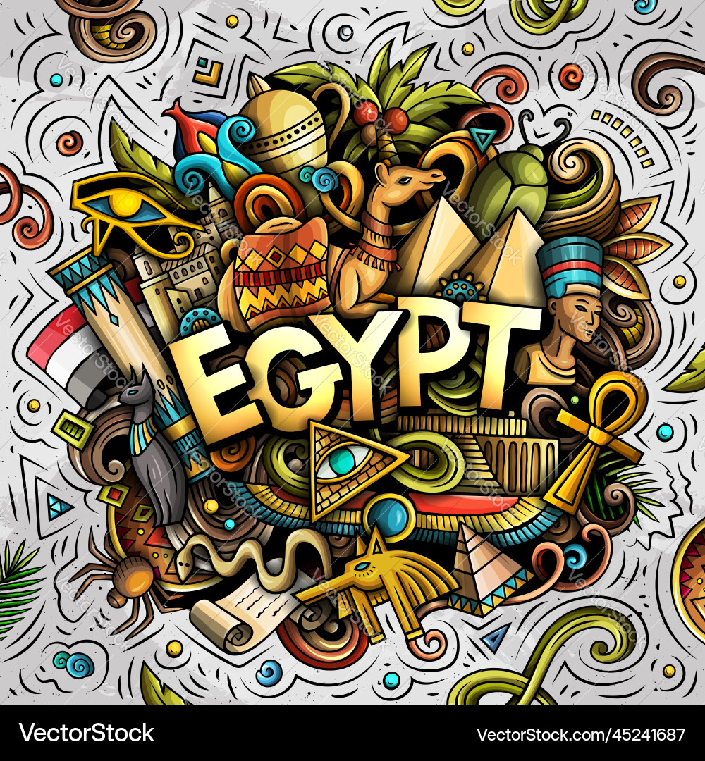 Egypt cartoon doodle funny design Royalty Free Vector Image