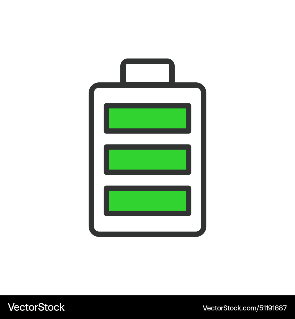 Full battery in line design green full battery Vector Image