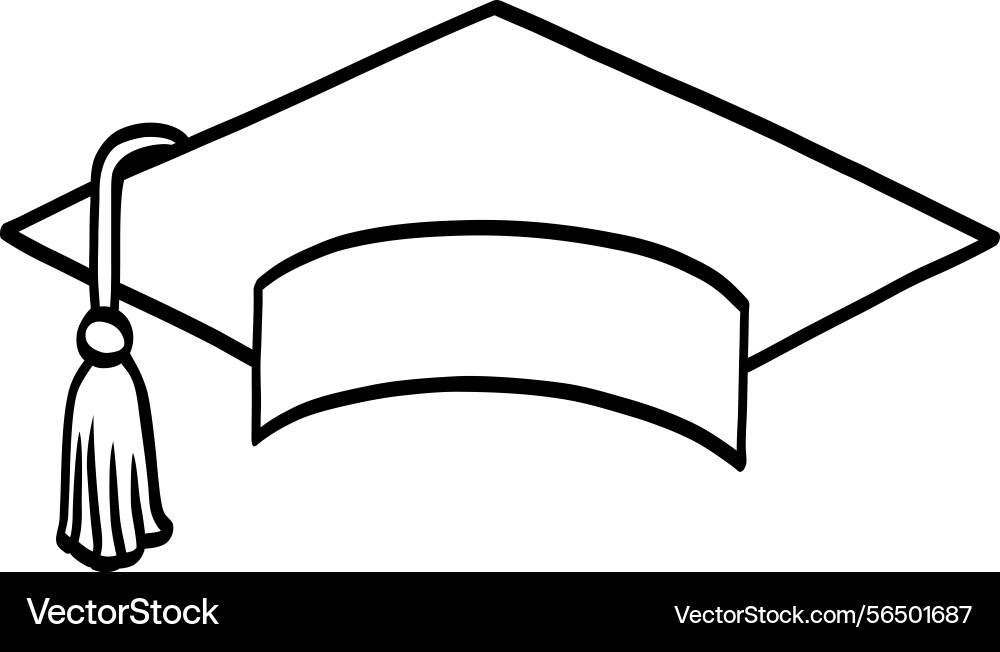 Graduation hat outline Royalty Free Vector Image