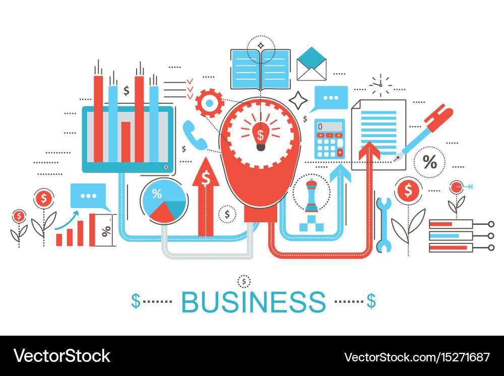 Modern flat thin line design finance and business Vector Image