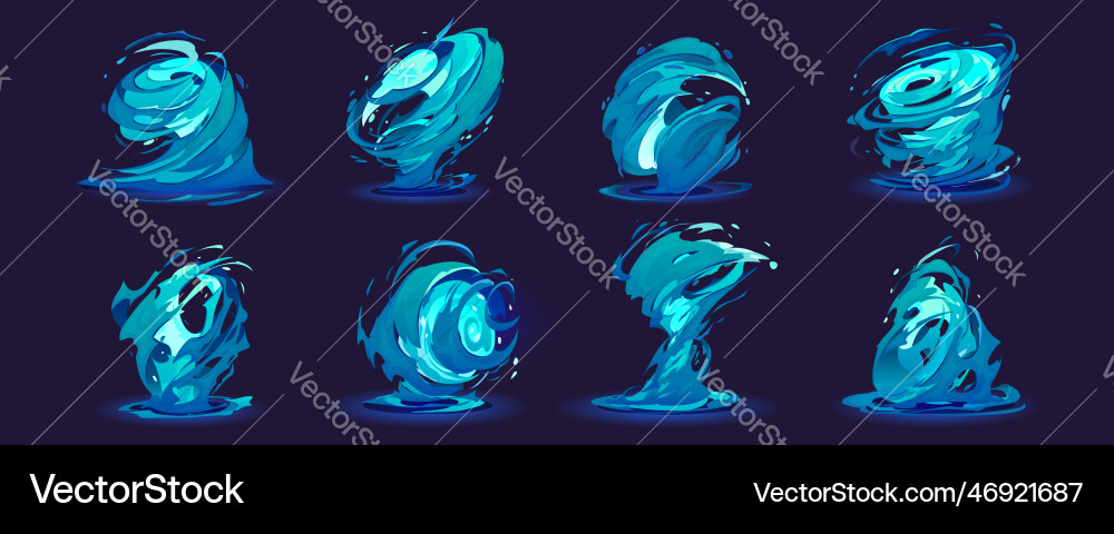 Neon Water Tornado Sprite Sheet Royalty Free Vector Image