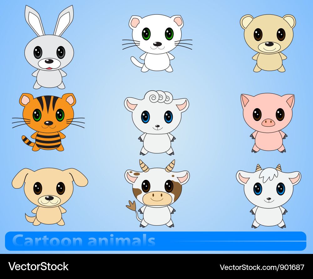 Set of cartoon animals Royalty Free Vector Image
