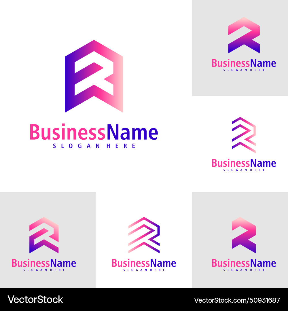 Set of letter r logo design creative initial Vector Image