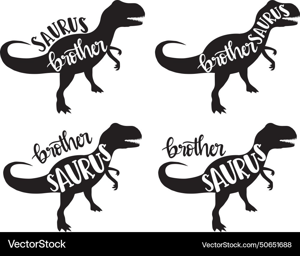 4 styles brother saurus family Royalty Free Vector Image