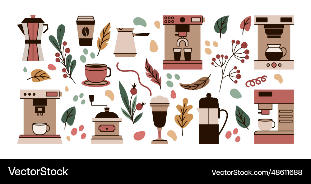 Coffee appliance cafe tools caffeine harvest Vector Image