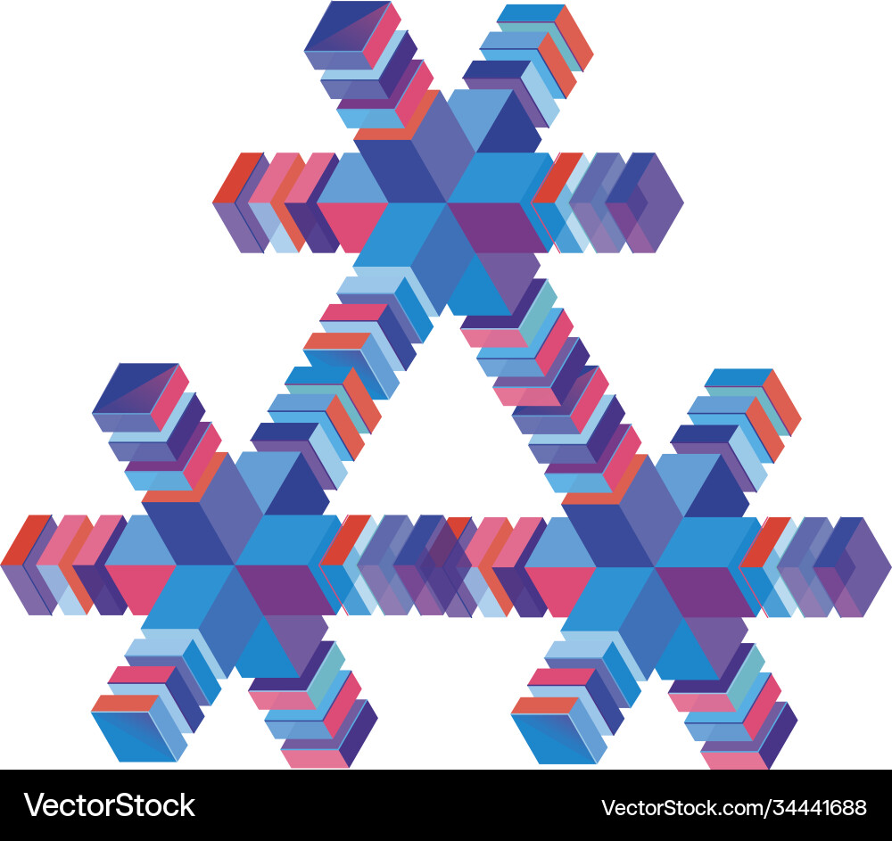 Exploded isometric impossible cube structure Vector Image