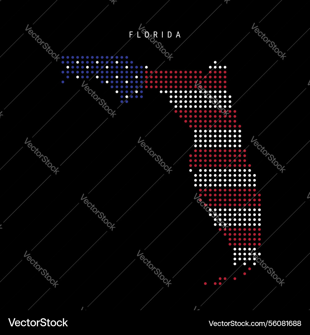 Florida us state dot pixel map flat isolated Vector Image