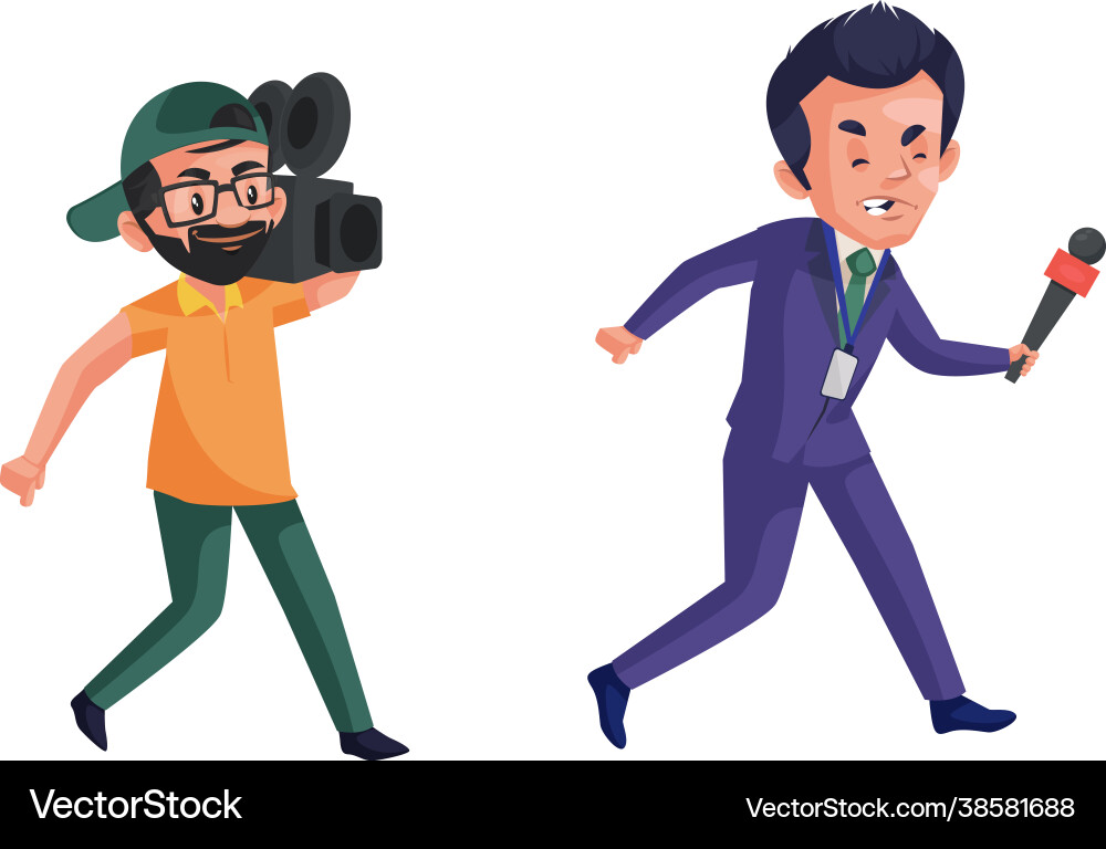 Journalist boy cartoon character Royalty Free Vector Image