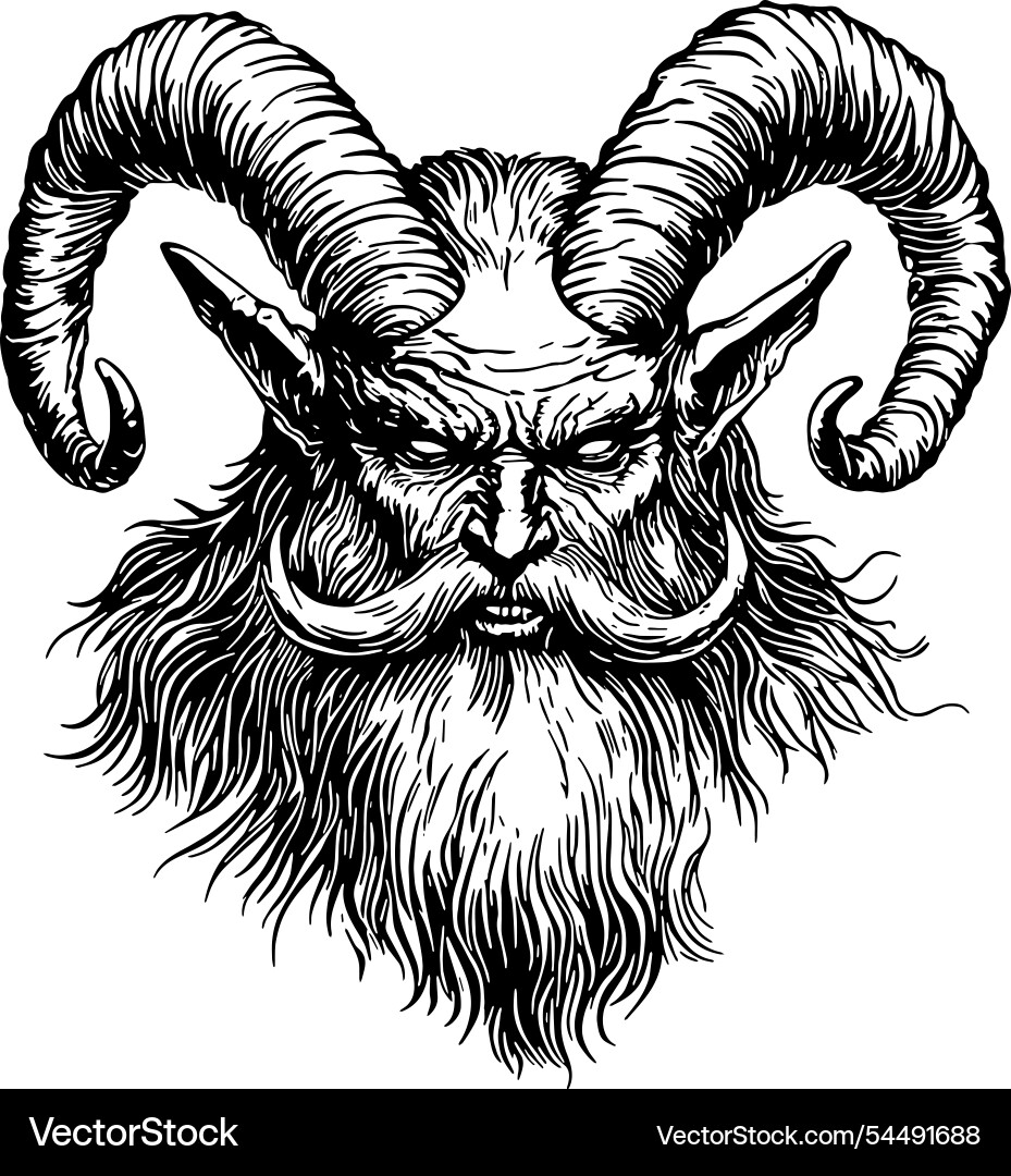 Krampus sketch in black Royalty Free Vector Image