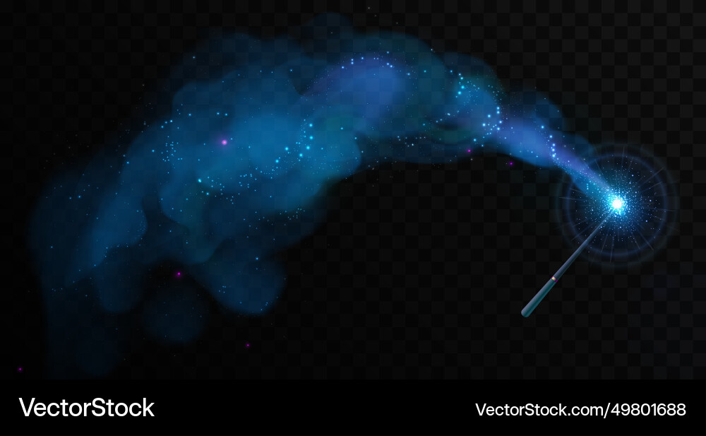 Magic wand with blue glowing shiny trail Vector Image