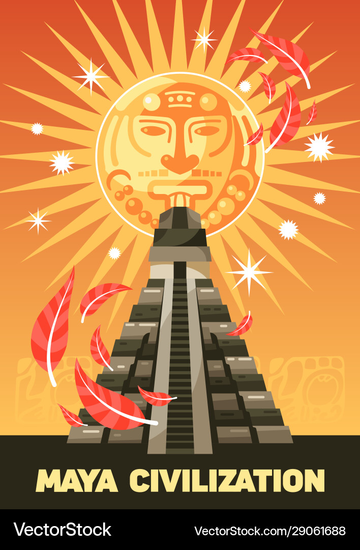 Maya civilization vertical poster Royalty Free Vector Image