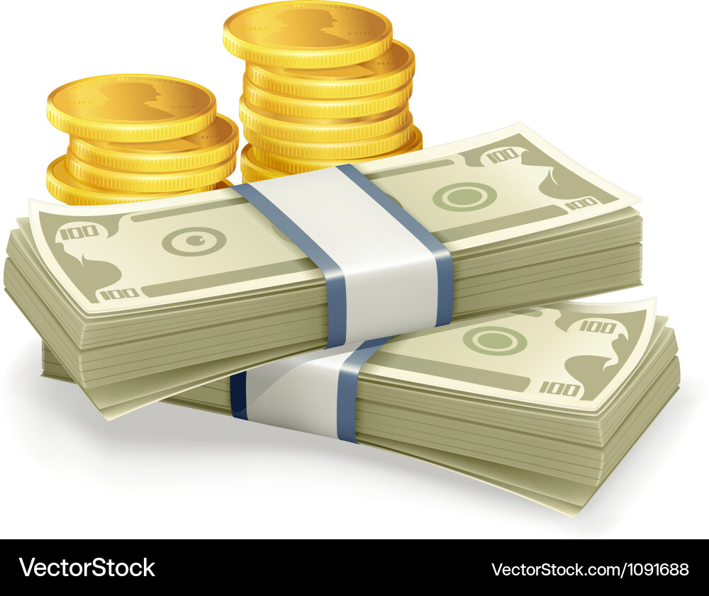 Paper currency and coins Royalty Free Vector Image