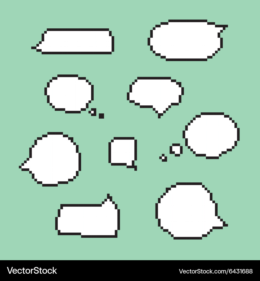 Pixel Kunst Sprachblasen isoliert Lizenzfreies Vektorbild