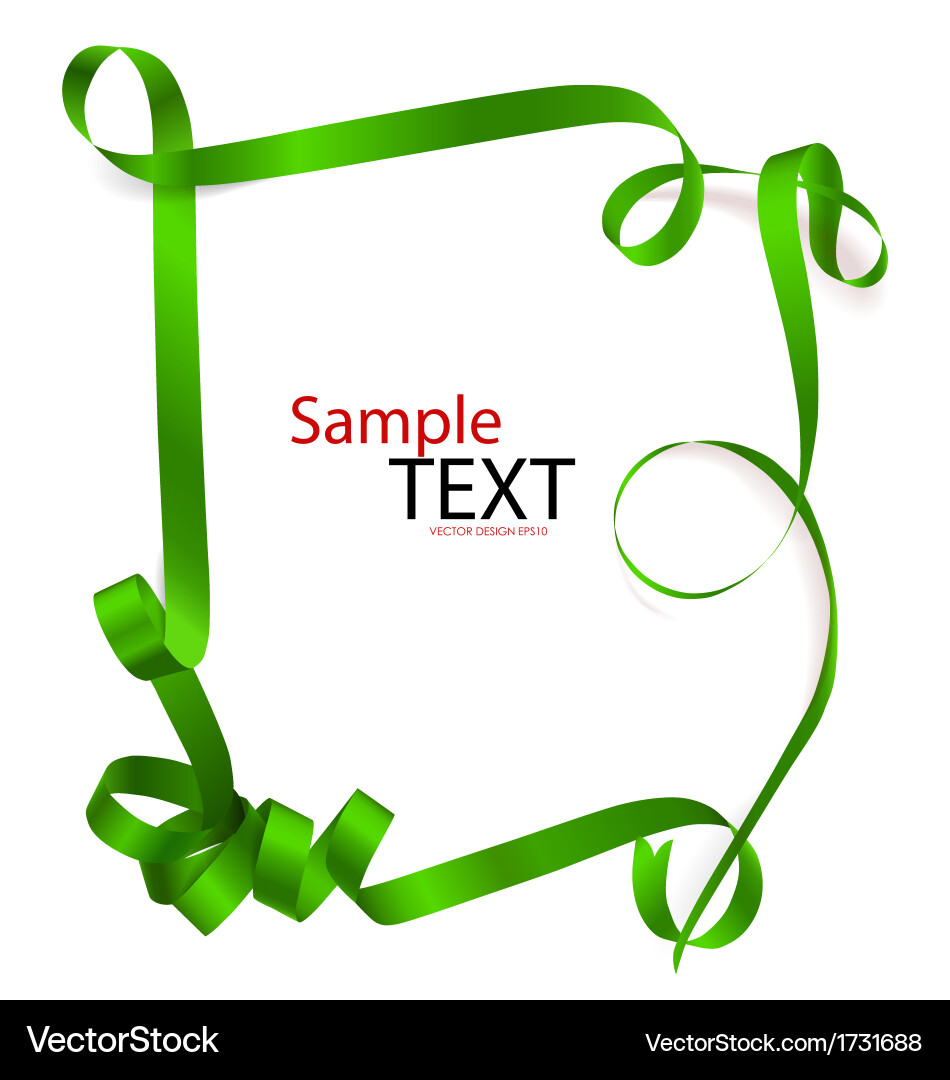 Shiny green ribbon on white background with copy Vector Image