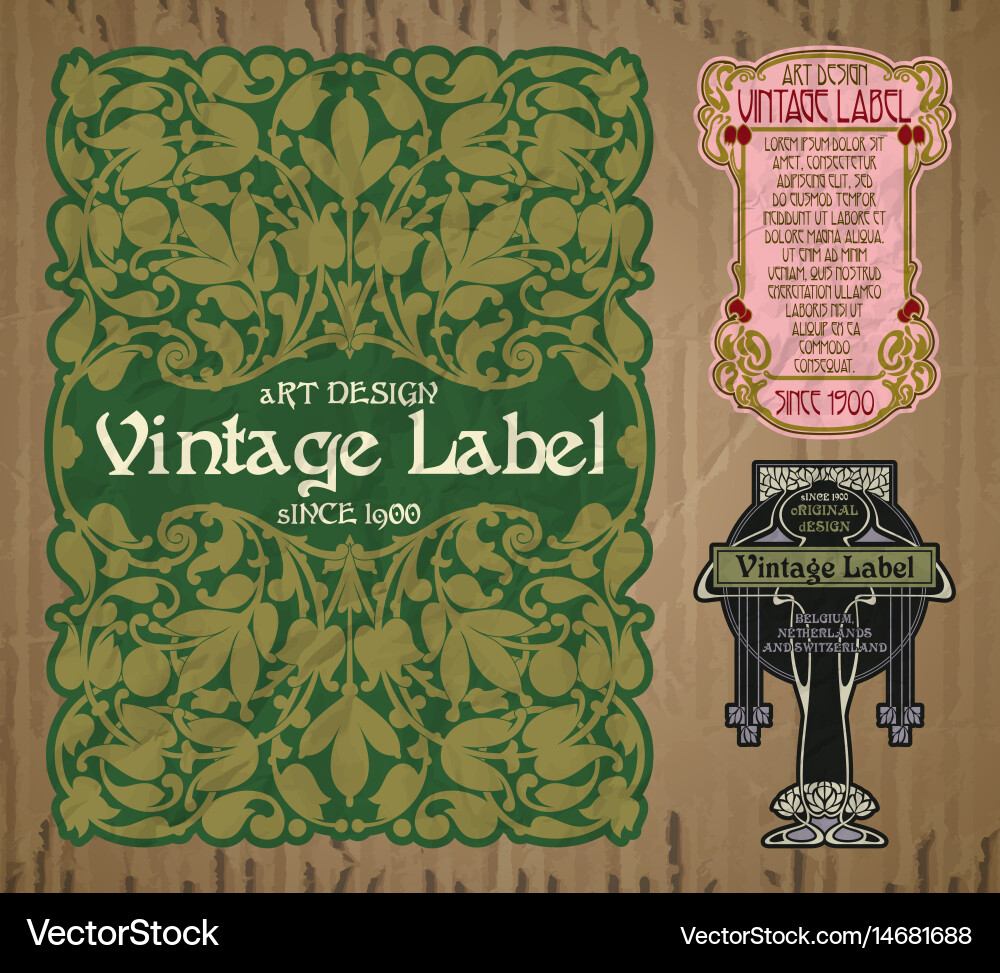 Vintage items - label art nouveau Royalty Free Vector Image