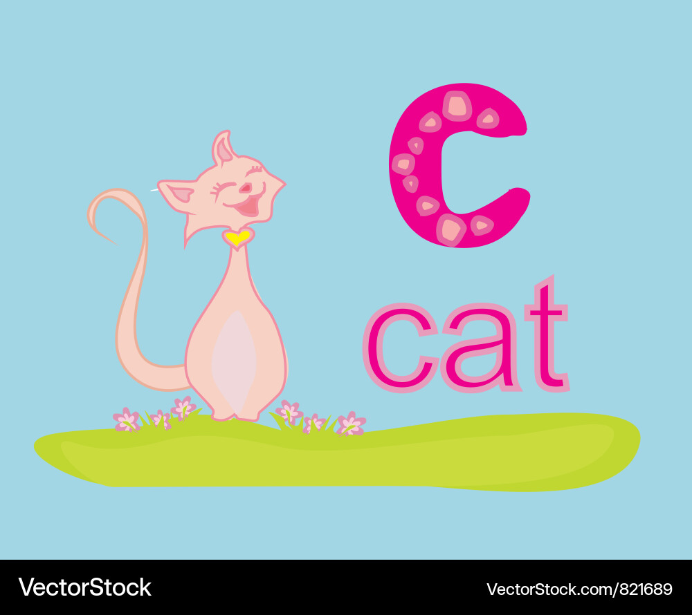 Animal alphabet c with cat Royalty Free Vector Image
