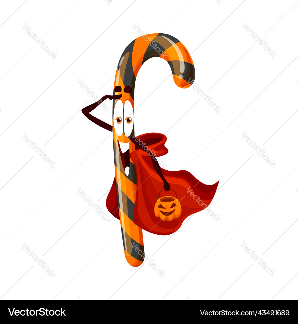 Cartoon halloween candy cane character Royalty Free Vector