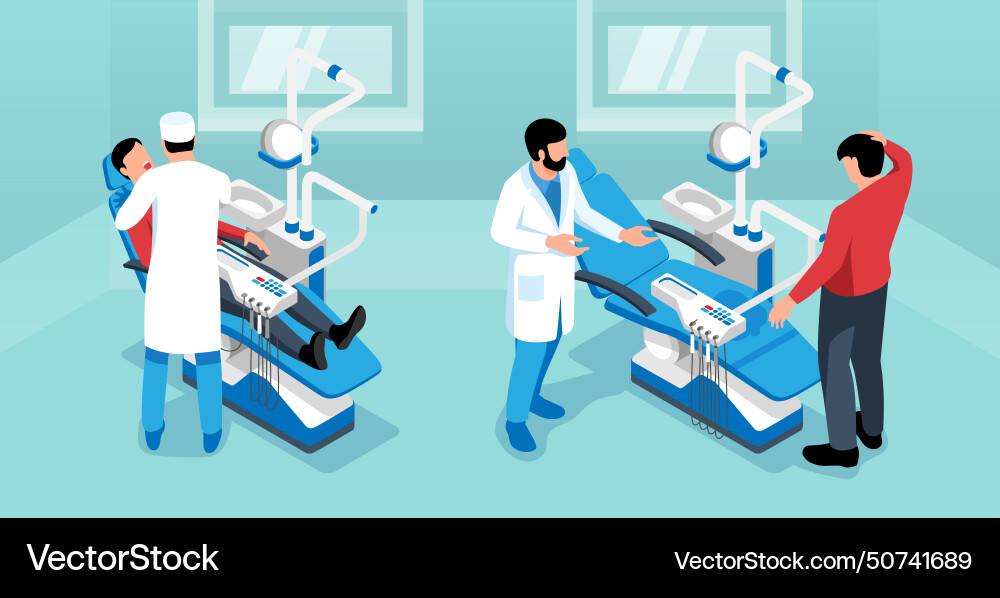 Dentist isometric horizontal Royalty Free Vector Image