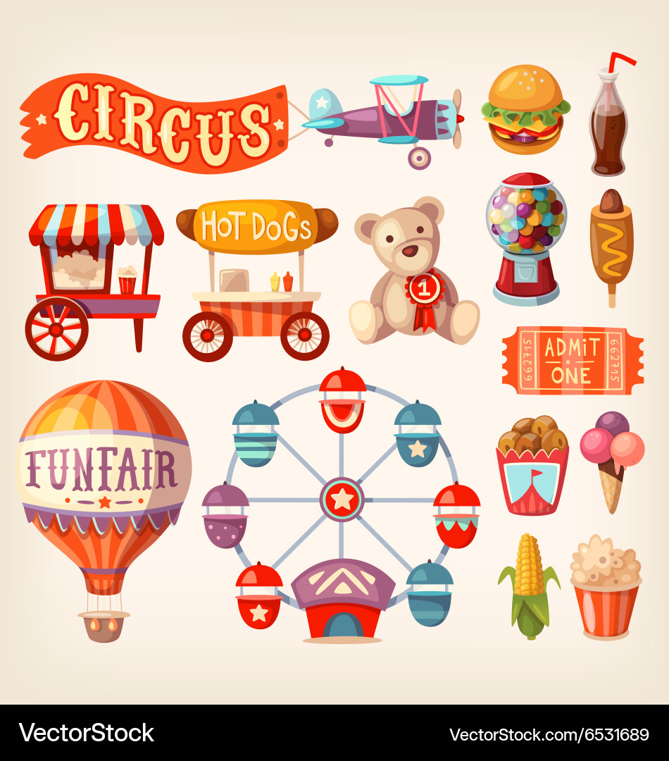 Fun fair icons Royalty Free Vector Image - VectorStock