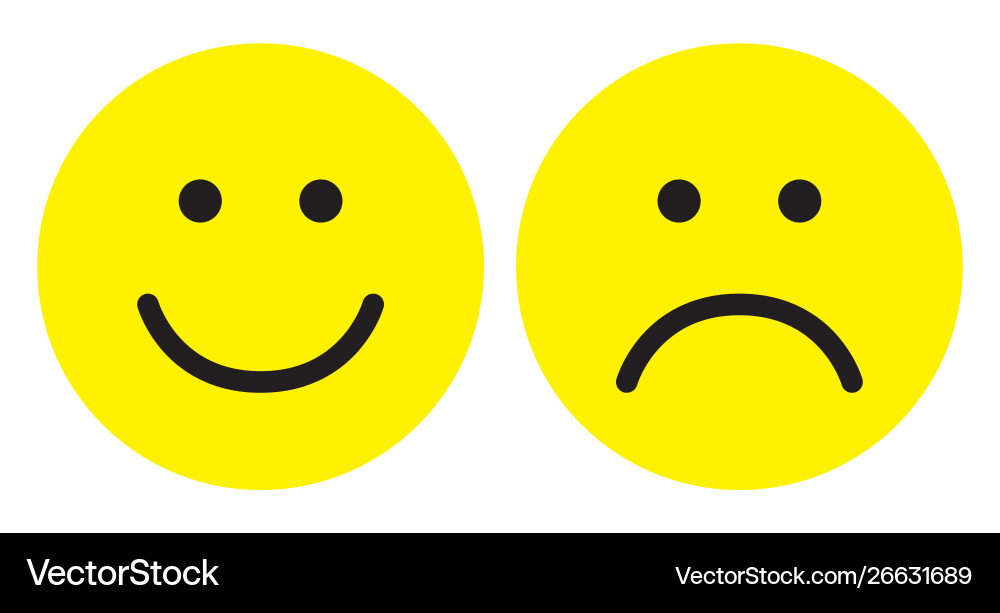 Happy and sad face icons Royalty Free Vector Image