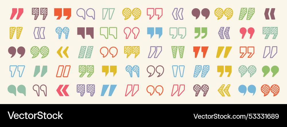 Hatched text quotation marks hand drawn quotes Vector Image