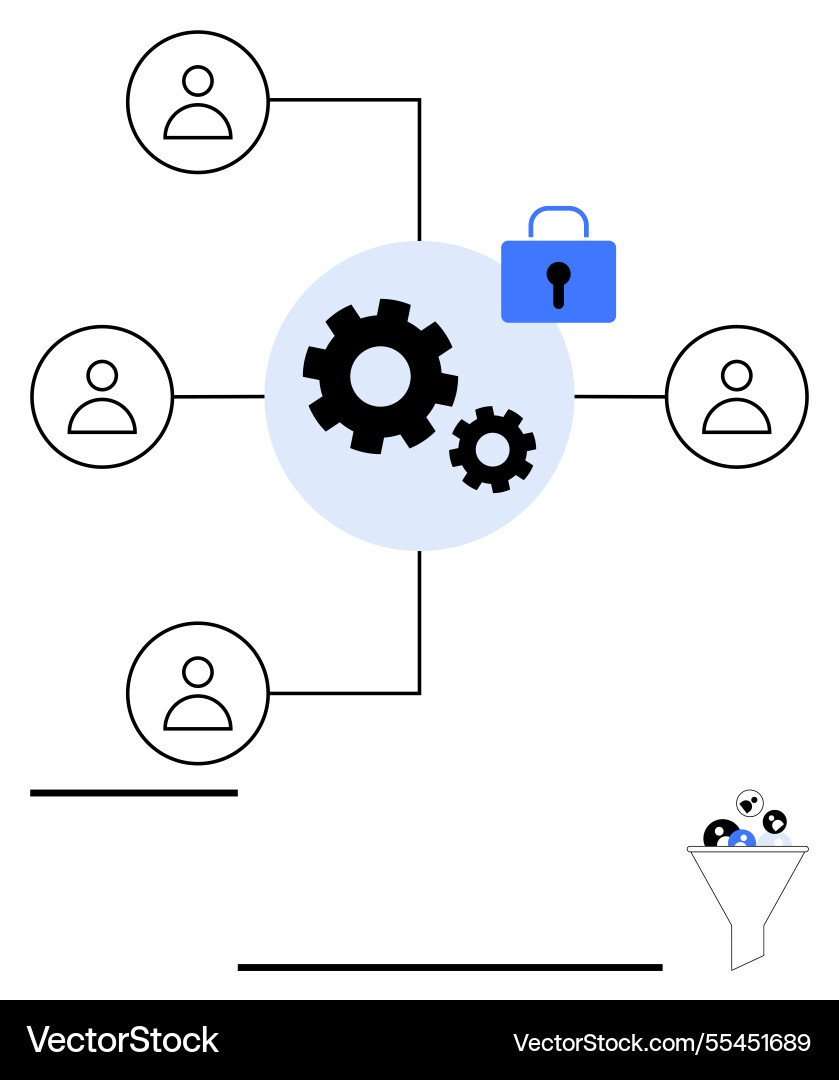 Networked team collaboration with centralized Vector Image