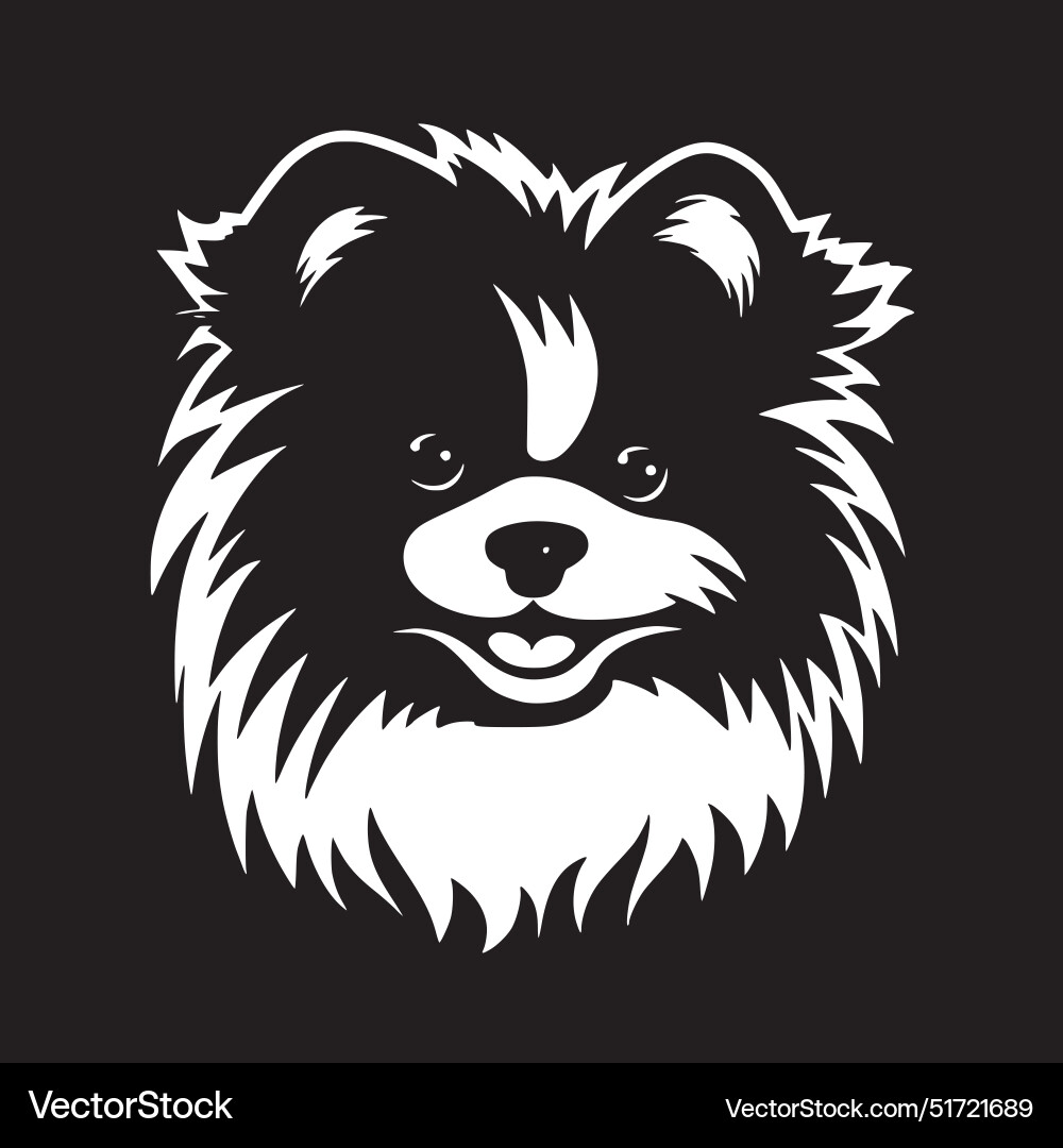 Pomeranian - black and white Royalty Free Vector Image
