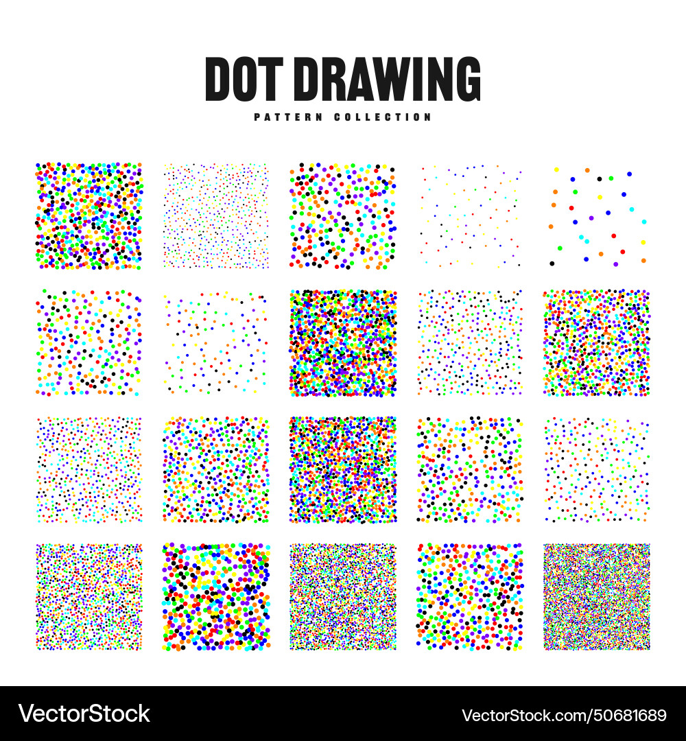 Square shaped dotted objects vintage stipple Vector Image