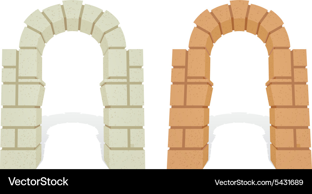 Stone architectural isometric 3d arch Royalty Free Vector