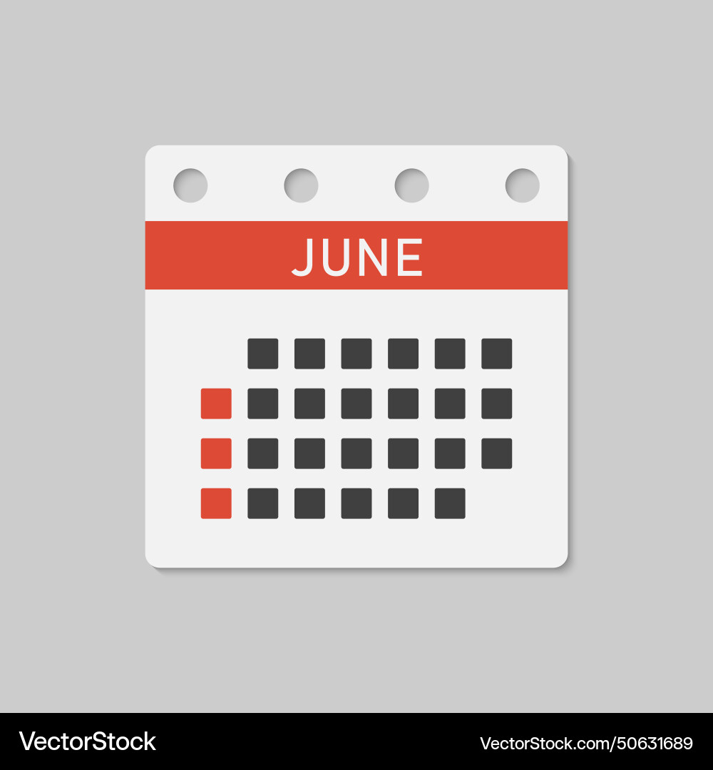 Template icon page calendar month june Royalty Free Vector