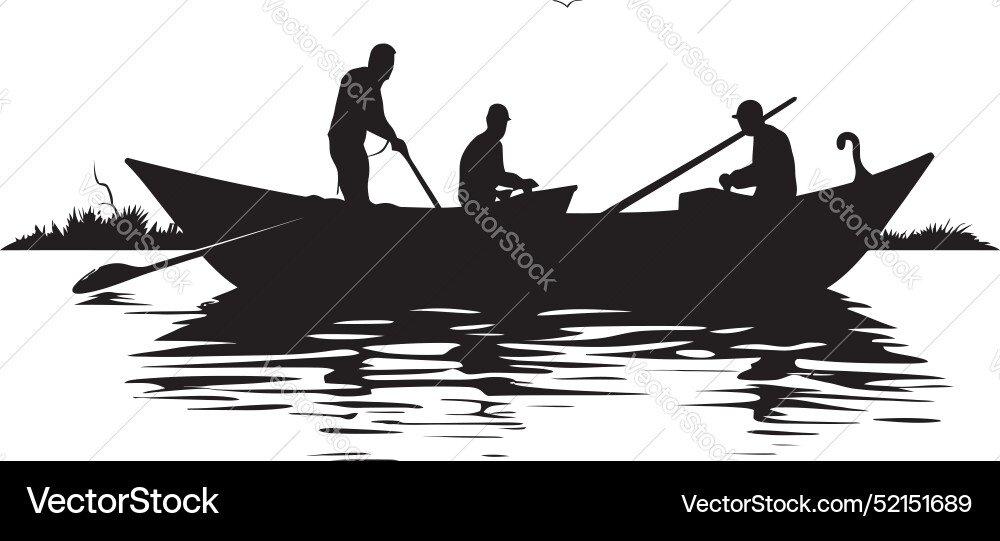 Waterside wanderer small boat fisherman logo Vector Image