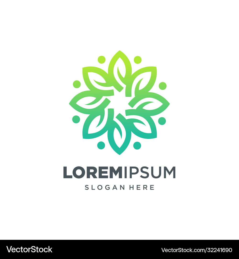 Abstract green tree leaf flower logo icon design Vector Image