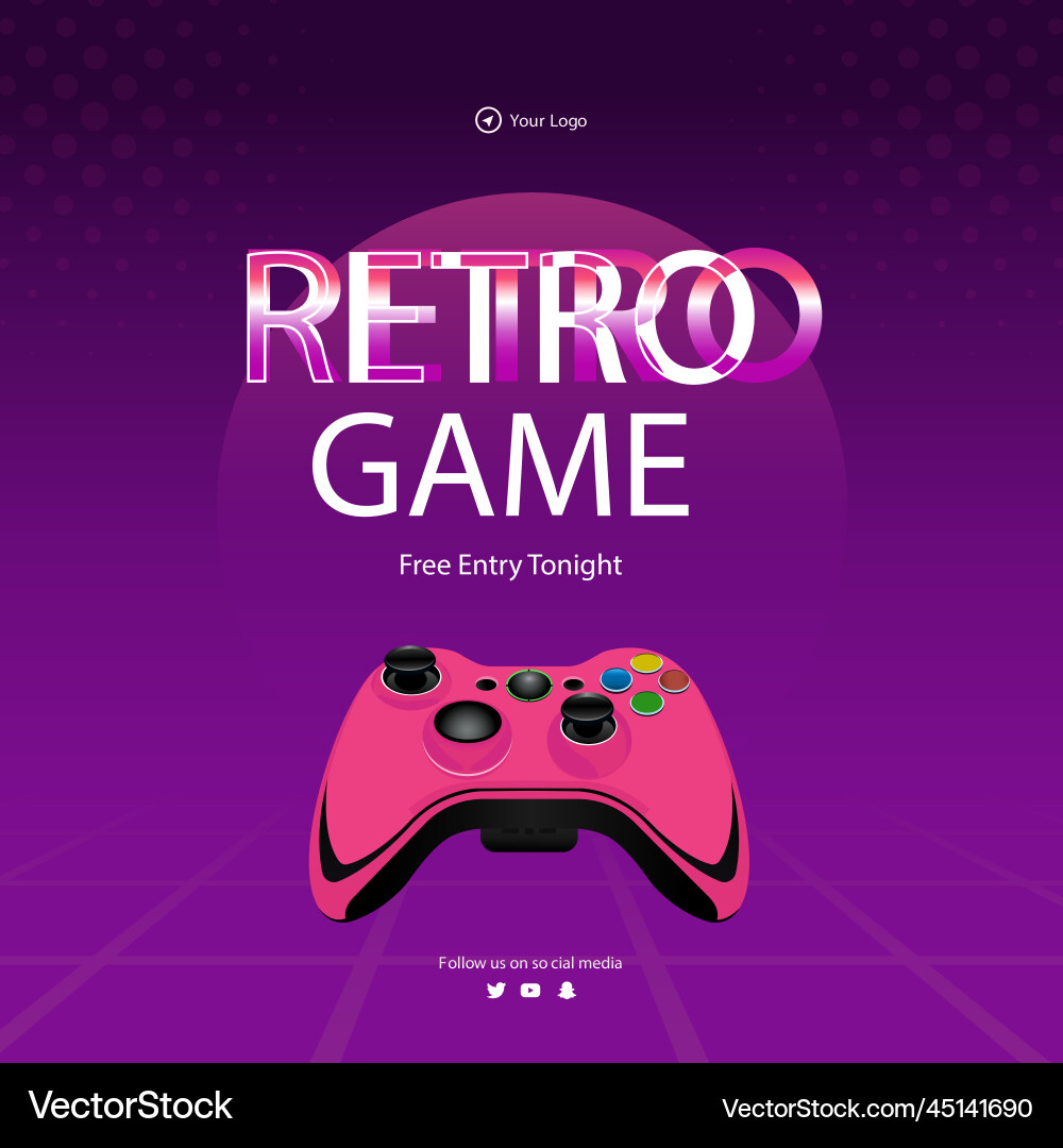 Banner design of retro game Royalty Free Vector Image