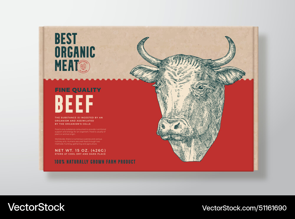 Beef meat packaging label design on a craft Vector Image