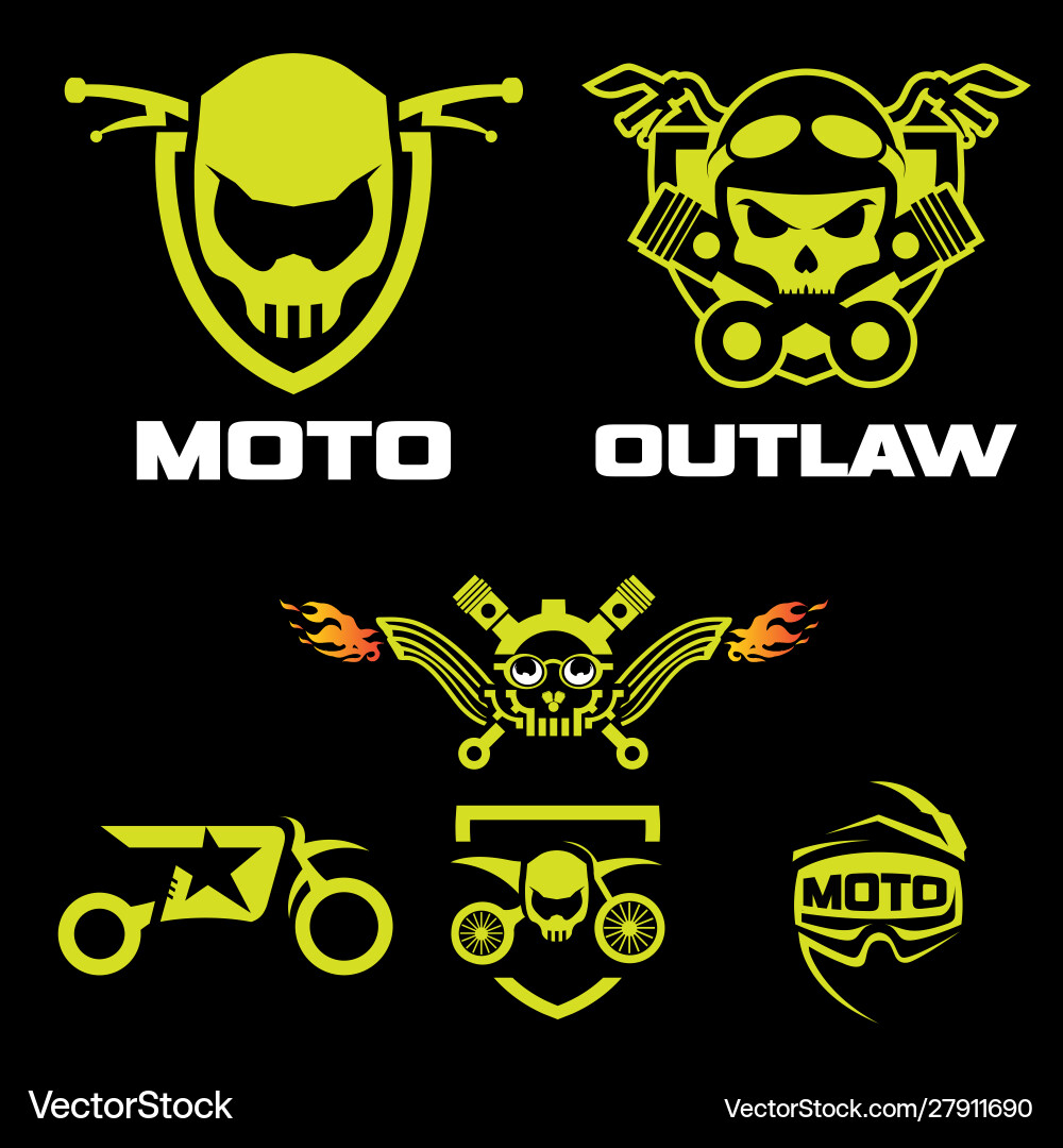 Biker emblem logo set Royalty Free Vector Image
