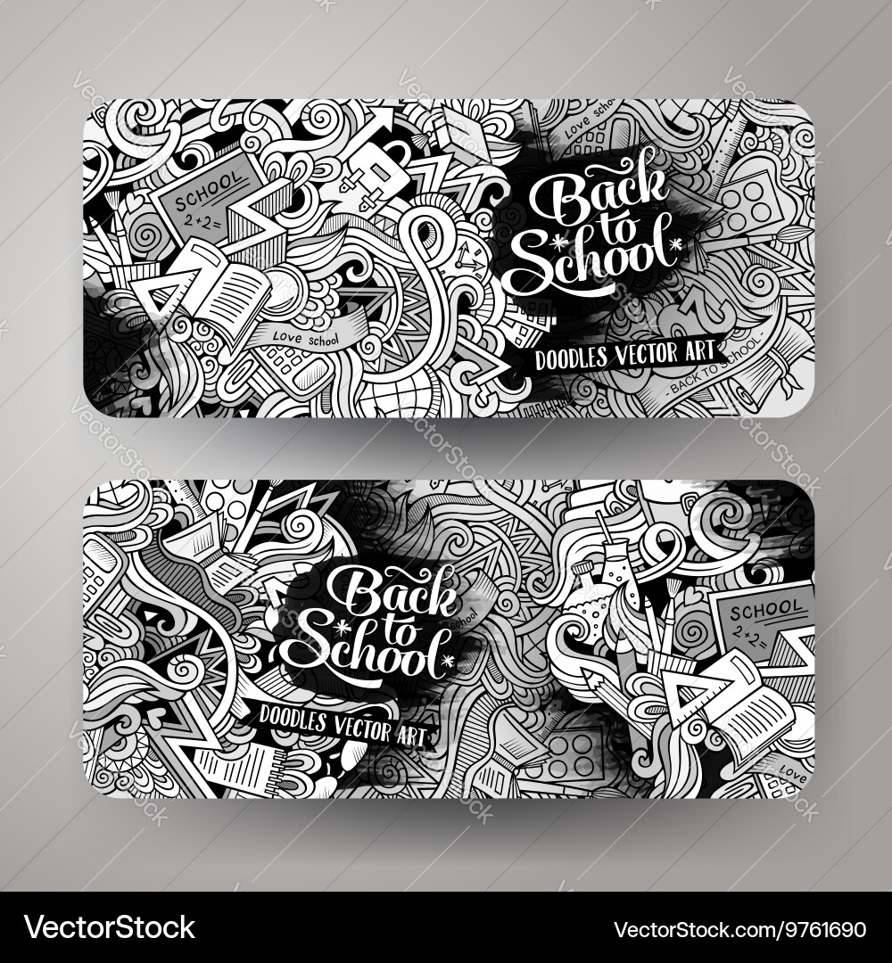 Cartoon doodles school banners Royalty Free Vector Image