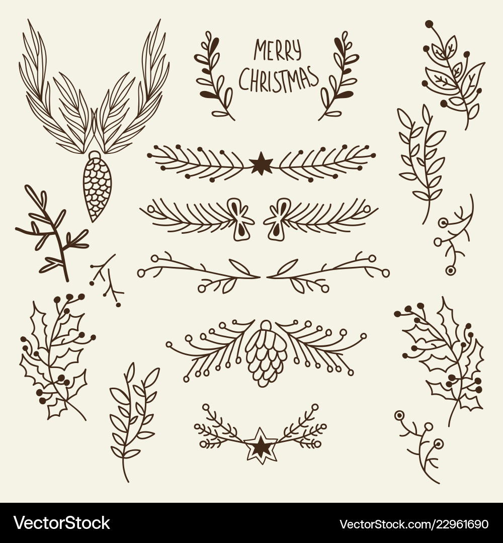 Christmas natural hand drawn template Royalty Free Vector