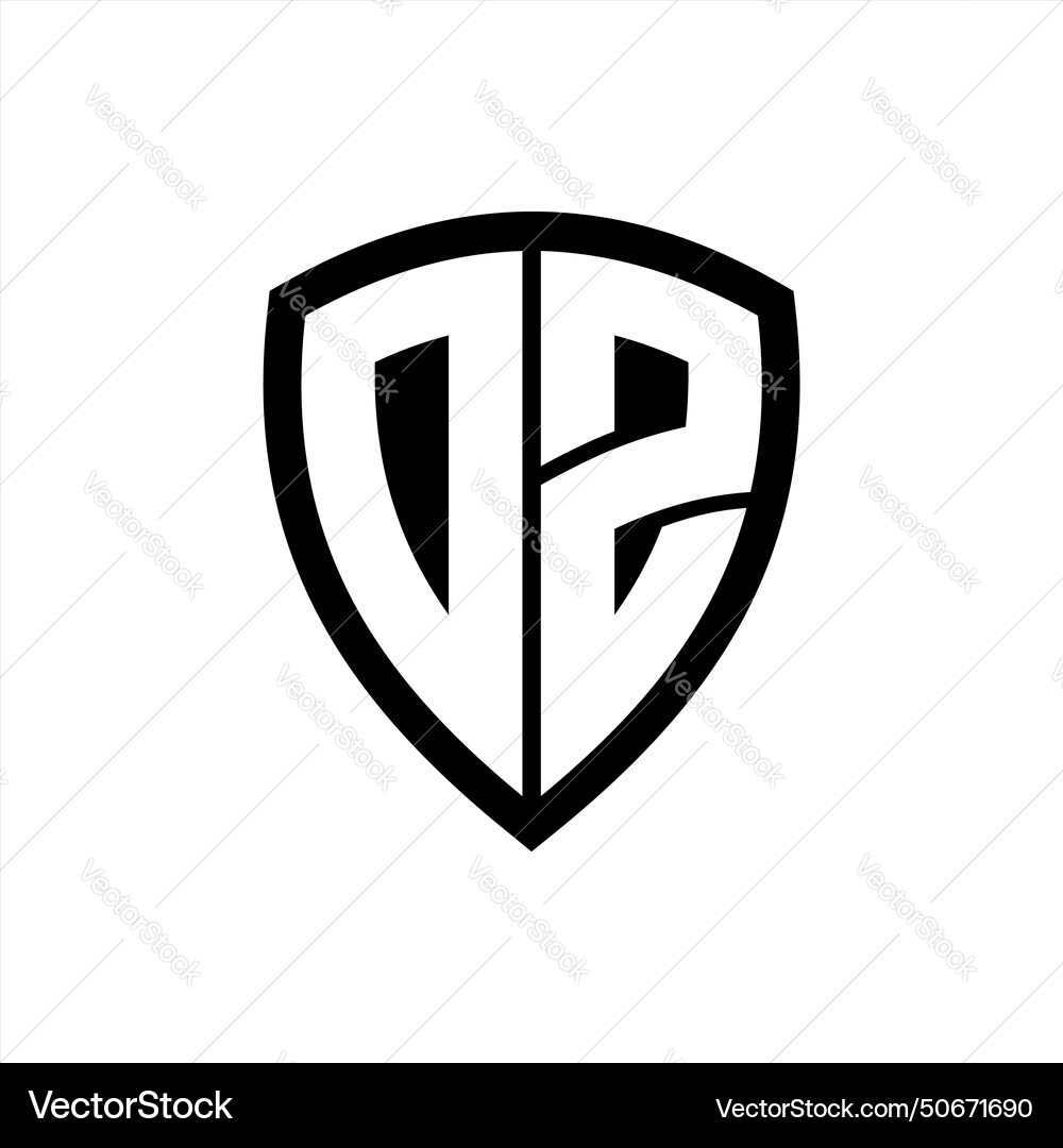 Dz monogram logo with bold letters shield shape Vector Image