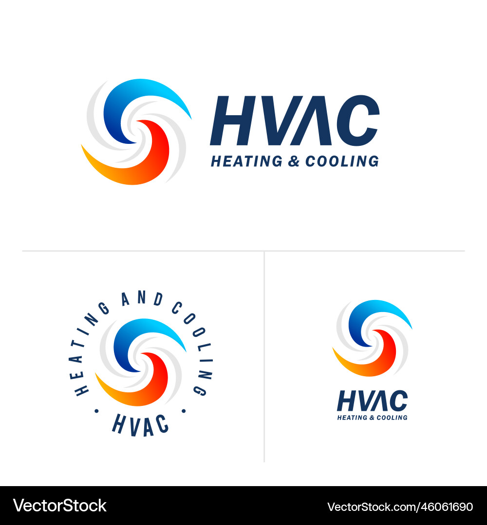 HVAC System Logo - Multiple Placement Concept Vector Image