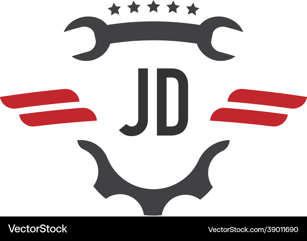 Initial letter jd auto repair logo design Vector Image