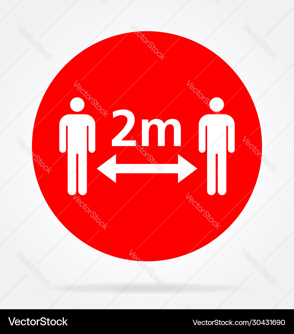 Maintain distance 2m sign Royalty Free Vector Image