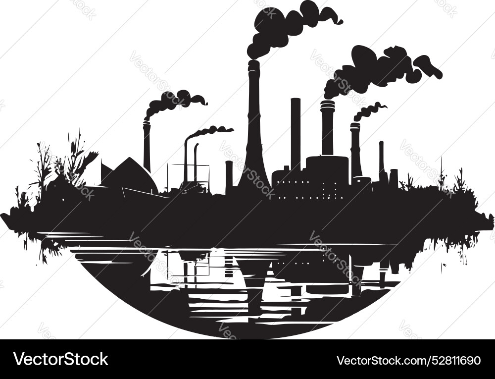 Murky mist emblem river pollution symbol polluted Vector Image